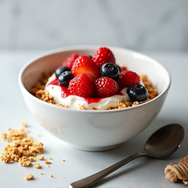 Creamy Greek Yogurt Bowl with Fresh Berries and Crunchy Granola