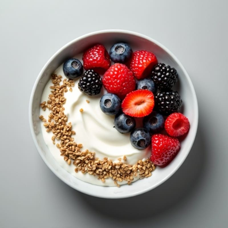 Silky Greek Yogurt Bowl with Hemp Seeds and Mixed Berries