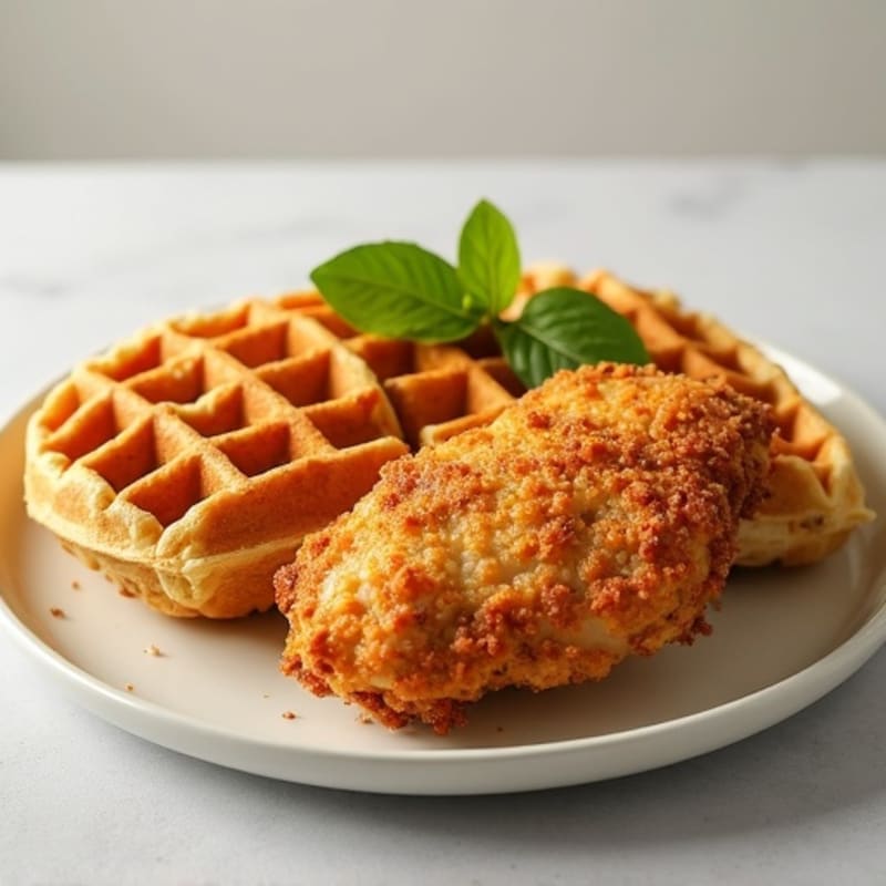 Crispy Golden Baked Chicken with Fluffy Whole Grain Waffles