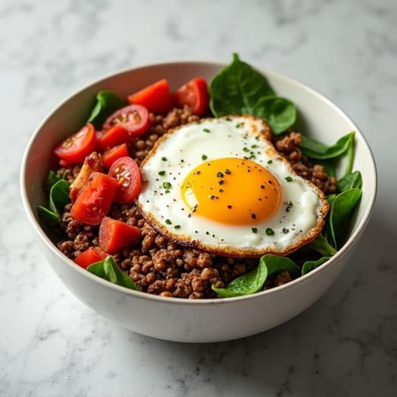 Loaded Lean Ground Beef and Crispy Bacon Bowl