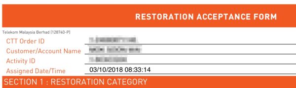 TM just sent me a Restoration Acceptance Form