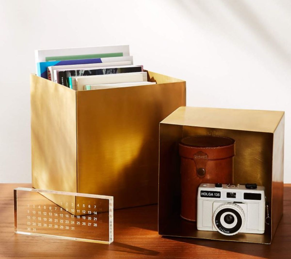 2 PIECE LARGE SOLID BRASS STUDIO STORAGE BOX SET | Spacejoy