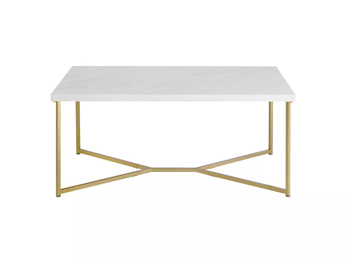 Glam Mid Century Modern Y Leg Rectangle Coffee Table | Spacejoy