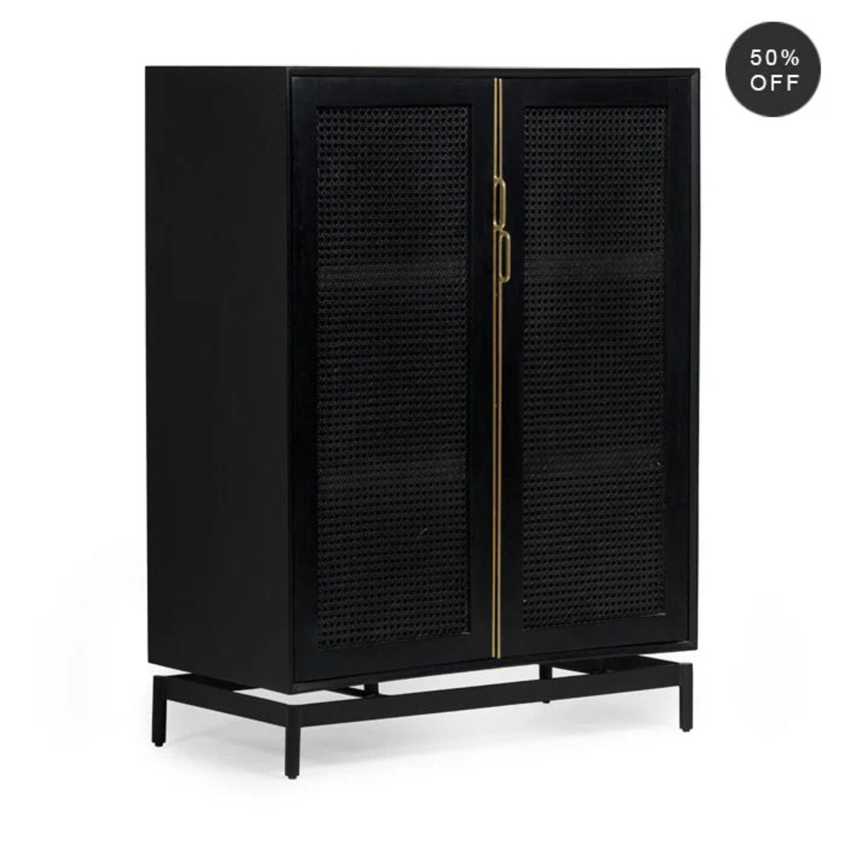 Elegant Woven Cane Mini Cabinet | Spacejoy