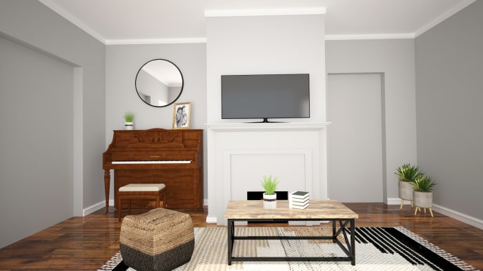 Check Living Room design review created for Trinity by Spacejoy