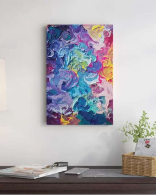 Rainbow Flow Painting Print on Wrapped Canvas
