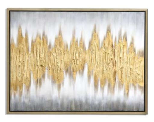 'Gold Waves' Framed Painting on Canvas