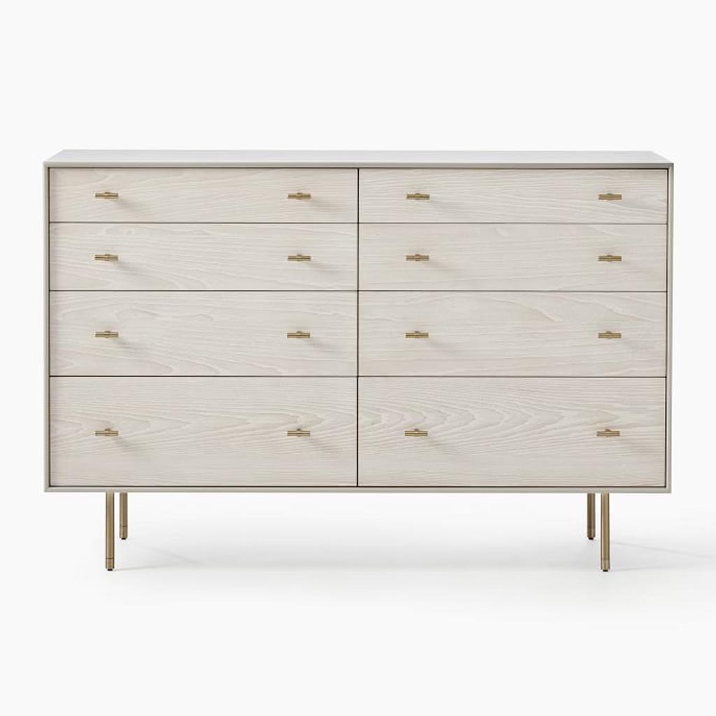 Modernist Wood And Lacquer 8 Drawer Dresser