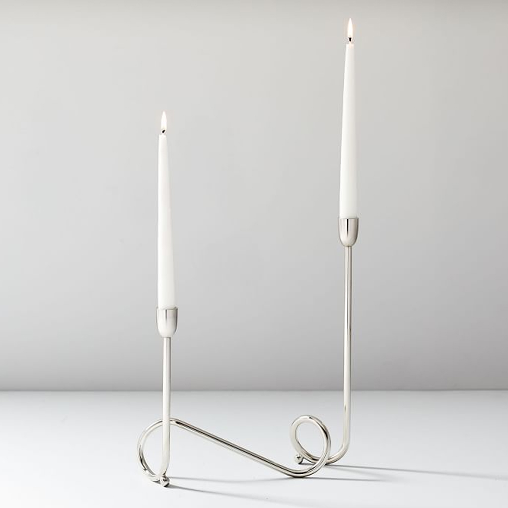 Metal Loop Candelabra Polished Nickel