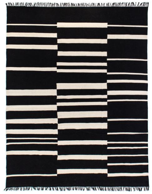 Offset Black Stripe Cotton Rug-8'x10'