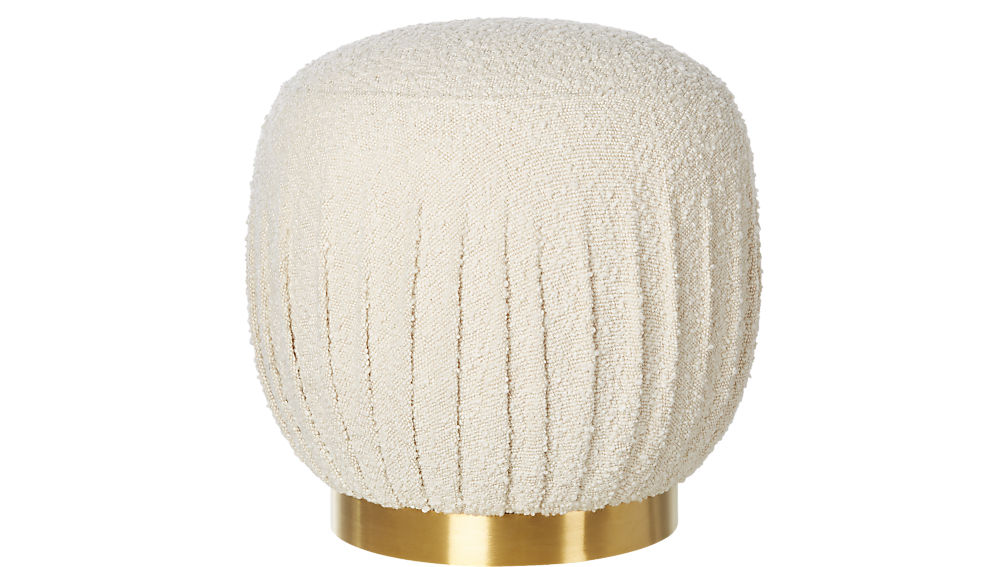 PLEATED BOUCLE OTTOMAN STOOL