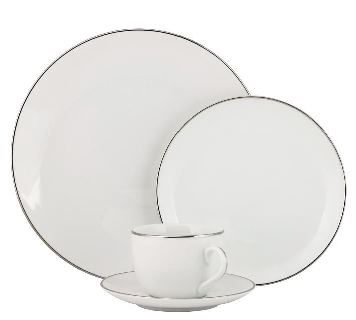 Metallic Rim Coupe Porcelain 24 Piece Dinnerware Set