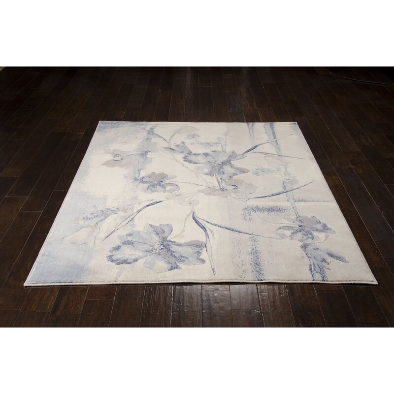 Myron Floral Blue Ivory Area Rug-9'6"x13'