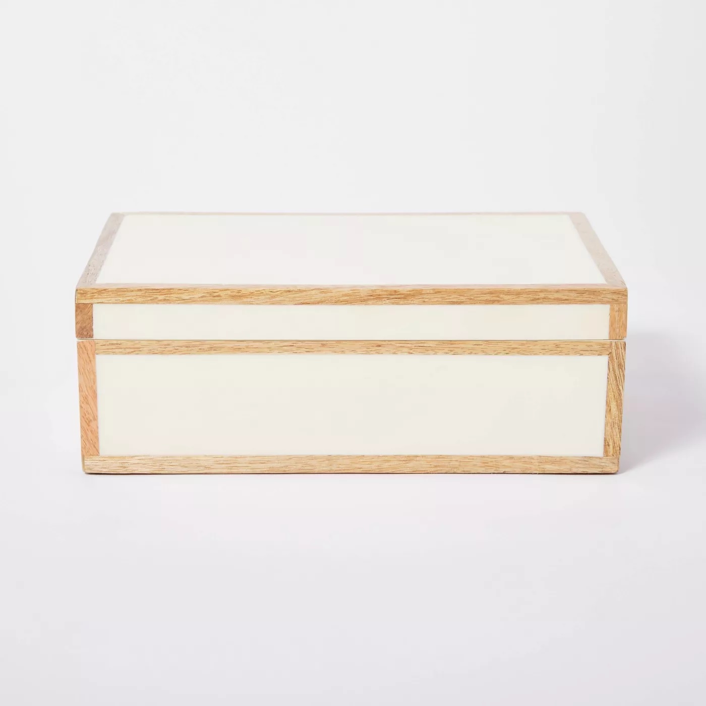 Decorative Wood Edge Trim Box with Resin Inlay Ivory