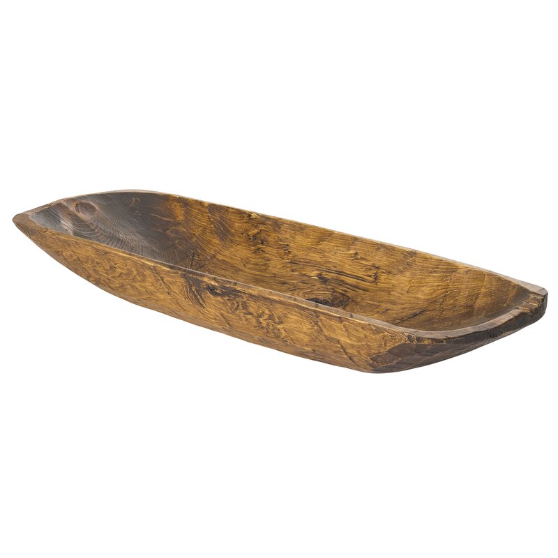 Bellicent Wood Oval Rustic Decorative Bowl