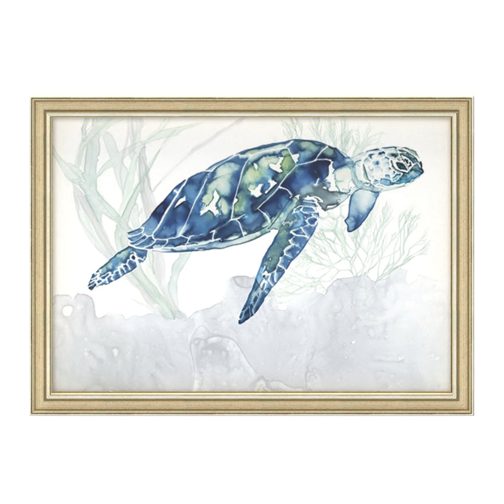 Watercolor Sea Turtle Art with Frame 23"x32"