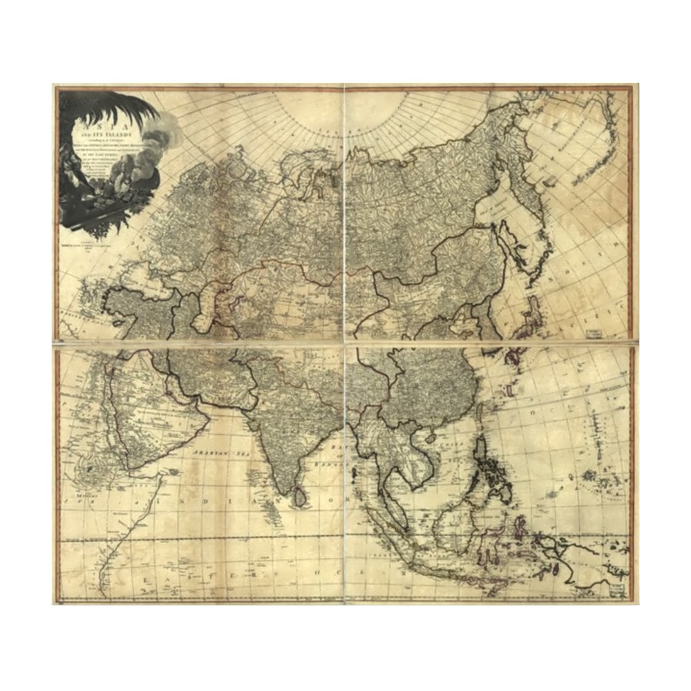 Danville Wall Map of Asia Canvas Print Unframed-27"x24"