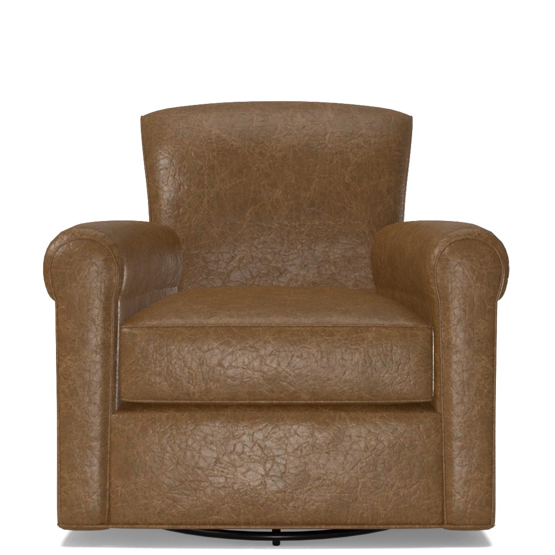 Irving Roll Arm Leather Swivel Armchair
