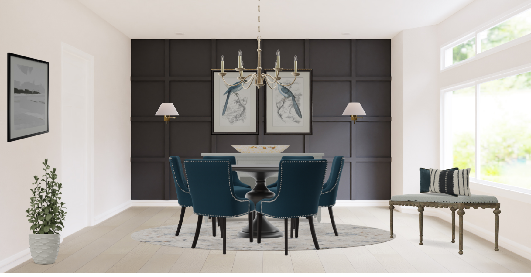 Traditional Dining Room Set With Wall Sconce | Spacejoy