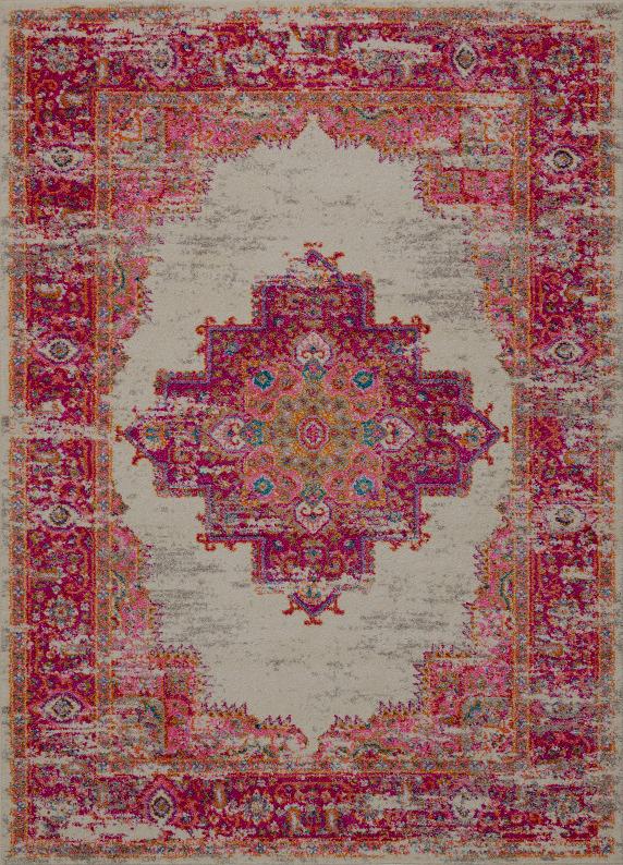 Abbate Oriental Area Rug in Ivory/Pink