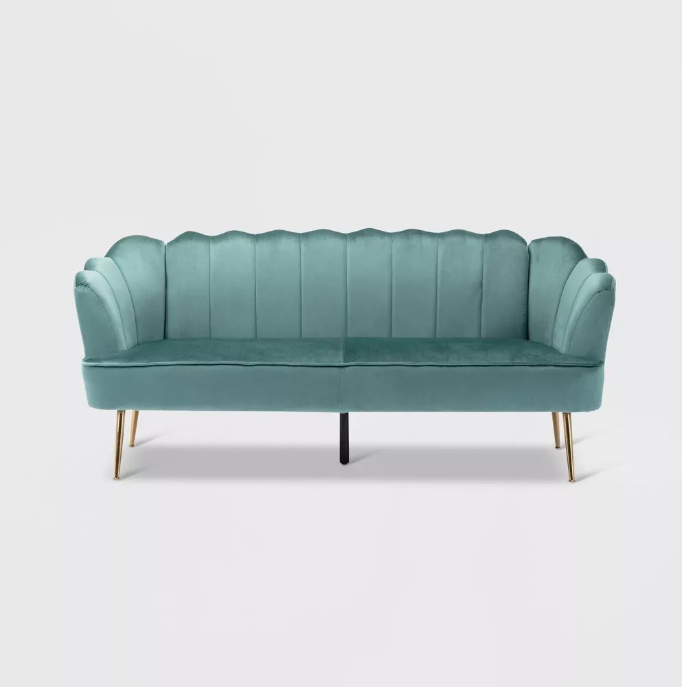 Reitz Modern Glam Velvet 3 Seater Shell Sofa