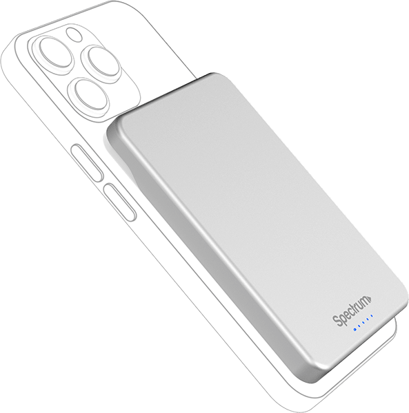 Spectrum 5K Slim Magnetic Wireless Battery in Silver | Spectrum Mobile