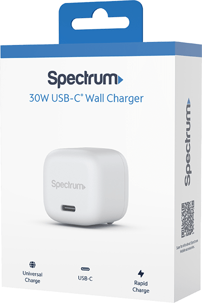 Spectrum 30W USB-C Wall Charger in White | Spectrum Mobile