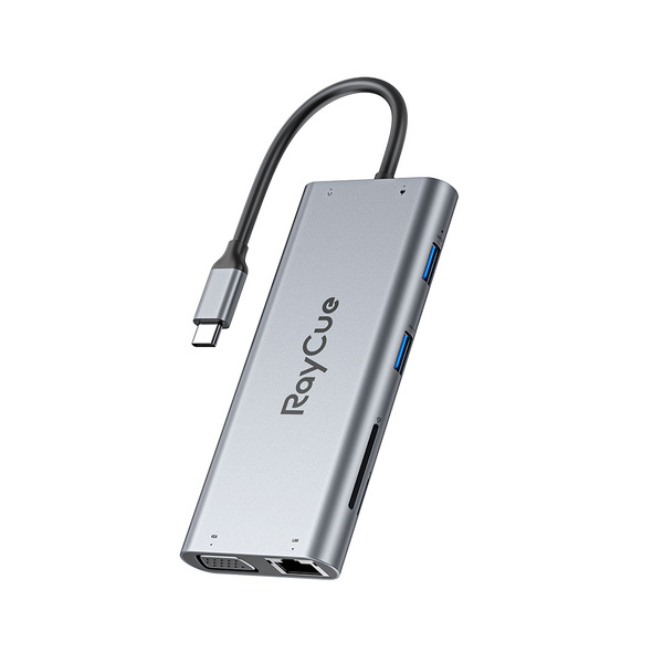 RAYCUE ฮับมัลติพอร์ต 11-in-1 USB-C,USB-A,HDMI,VGA,AUX 3.5,LAN,MicroSD ...