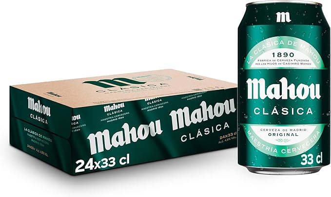 Mahou Clásica, Pack 24 Latas x 33cl, Cerveza Dorada Lager por 8,79€