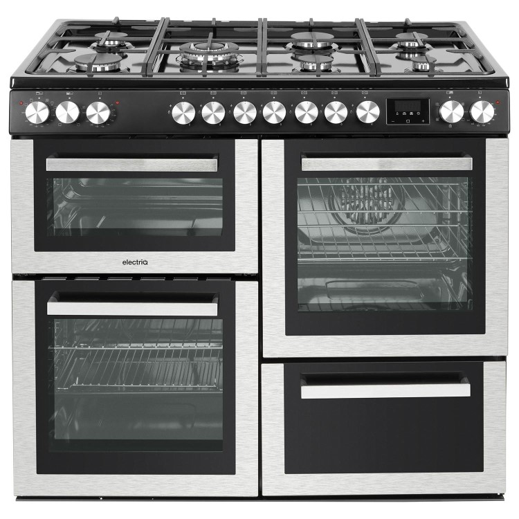 electriQ 100cm Dual Fuel Range Cooker – Stainless Steel – £599.97