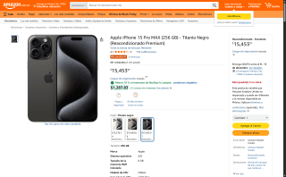 iPhone 15 Pro MAX 256GB Reacondicionado por $13,909 | Amazon