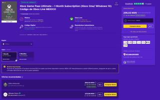 Xbox Game Pass Ultimate 1 Mes por $214 | Eneba