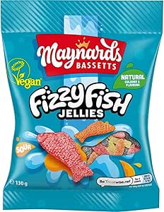 Maynards Bassetts Fizzy Fish Sweets 130g for 95p / 85p S&S