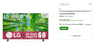Smart TV LG 60" 4K UHD en oferta en Bodega Aurrera