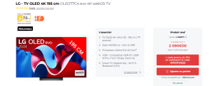 TV 77" LG OLED77C4 - OLED Evo, 2024, 4K UHD, 144Hz, HDR10 Pro, Dolby ...