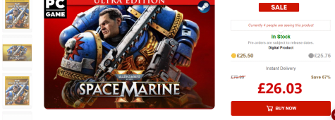 Warhammer 40,000: Space Marine 2 – Gold Edition (PC / Steam) £24.72 w/Code