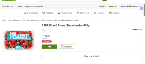 ASDA Ripe & Sweet Strawberries 600g – £2.92 Fresh Fruit Deal