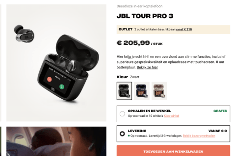 JBL Tour Pro 3 - Volledig draadloze noise-cancelling oordopjes voor €205,99