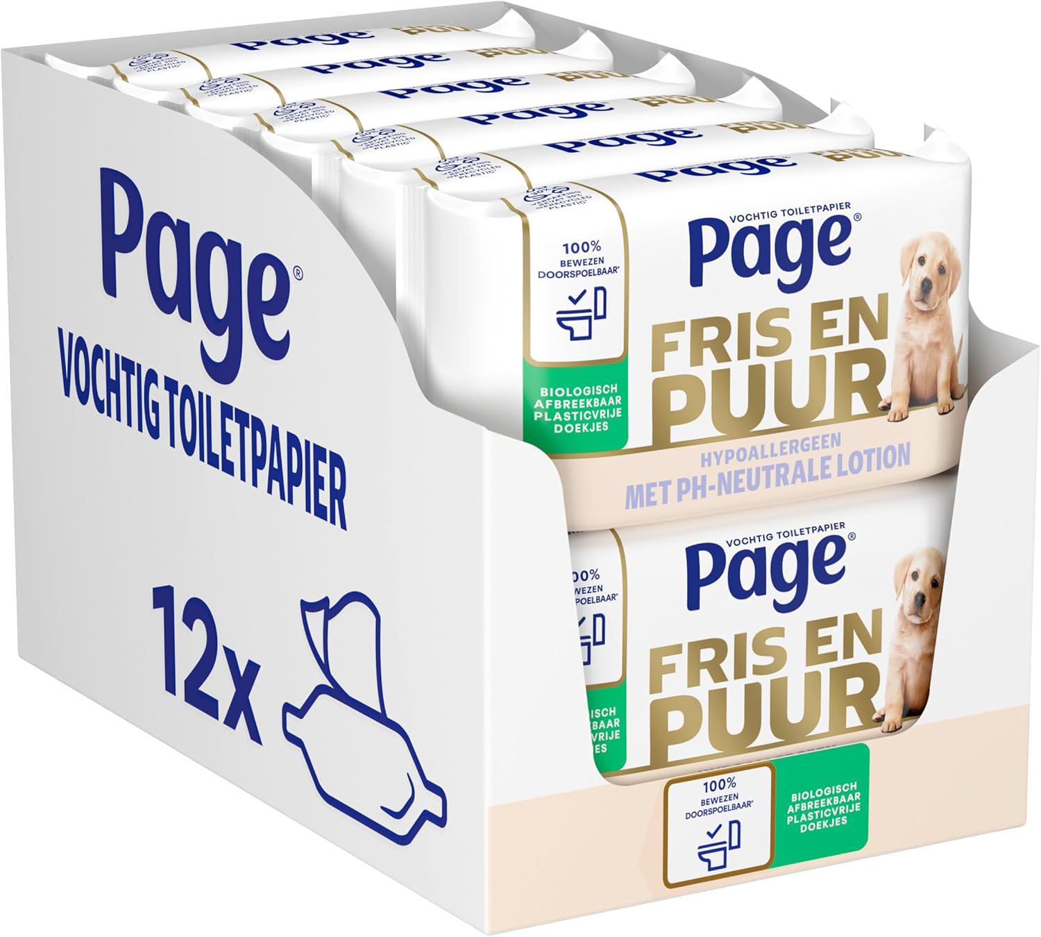 12x Page Vochtig Toiletpapier Puur 38 stuks voor €14,99 bij Amazon