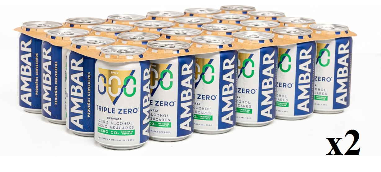2 Packs de 24 Latas de 33cl de Ambar Triple Zero por 17.56€