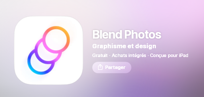 Appli IOS gratuite Blend photos graphisme et design