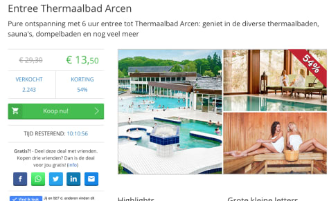 Entree Thermaalbad Arcen voor €13,50