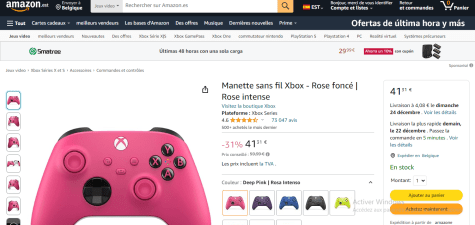 Manette sans fil Xbox - Rose foncé | Rose intense à 41,31€
