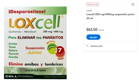 Loxcell 200 mg/400mg a $64 en Walmart