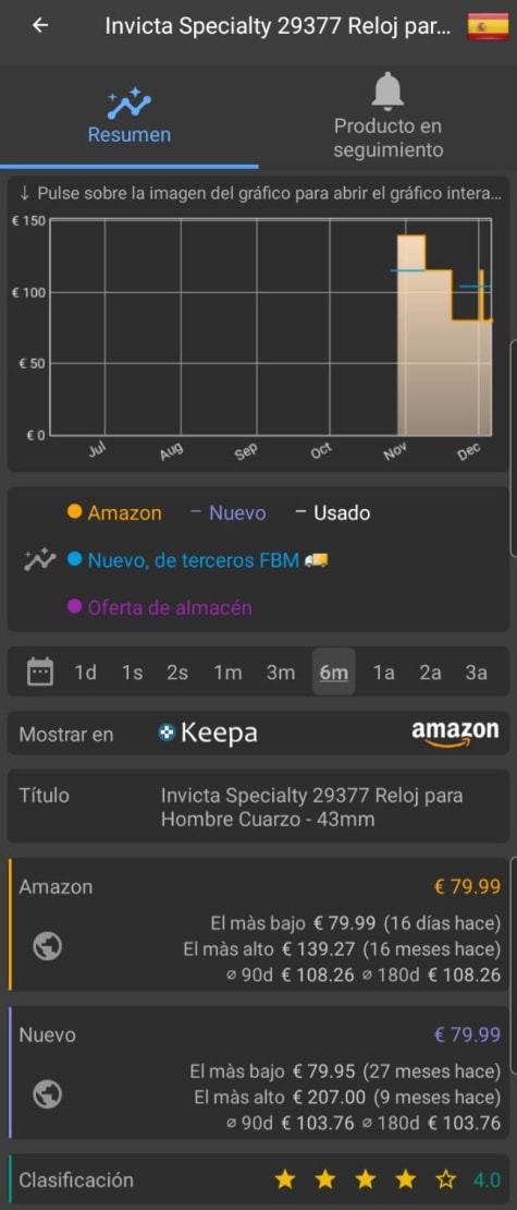 Invicta Specialty 29377 Reloj para Hombre Cuarzo de 43mm por 79,99€