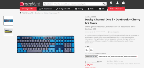 Clavier mécanique (AZERTY) Ducky Channel One 3 à 74,98€