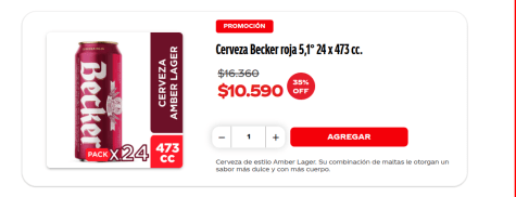 Cerveza Becker roja x24 a $10590 CLP en Coca Cola Andina