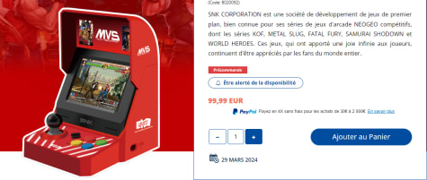 Console Arcade SNK MVS Mini Unico à 99,99€