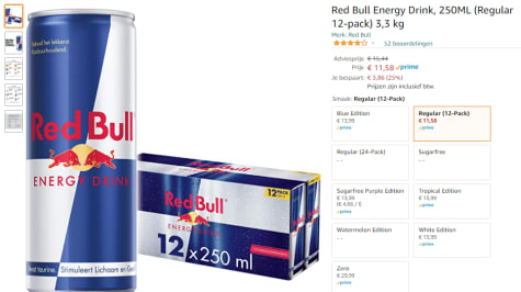 Red Bull Regular 12-Pack voor €11,58 bij Amazon.nl