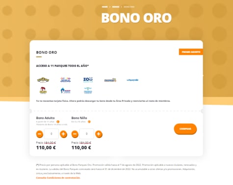 Bono Parque Oro acceso a 11 parques por 110€